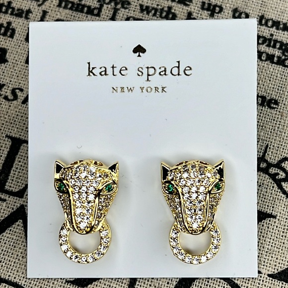 kate spade | Jewelry | Kate Spade Gold Plated Panther Rhinestone Door ...